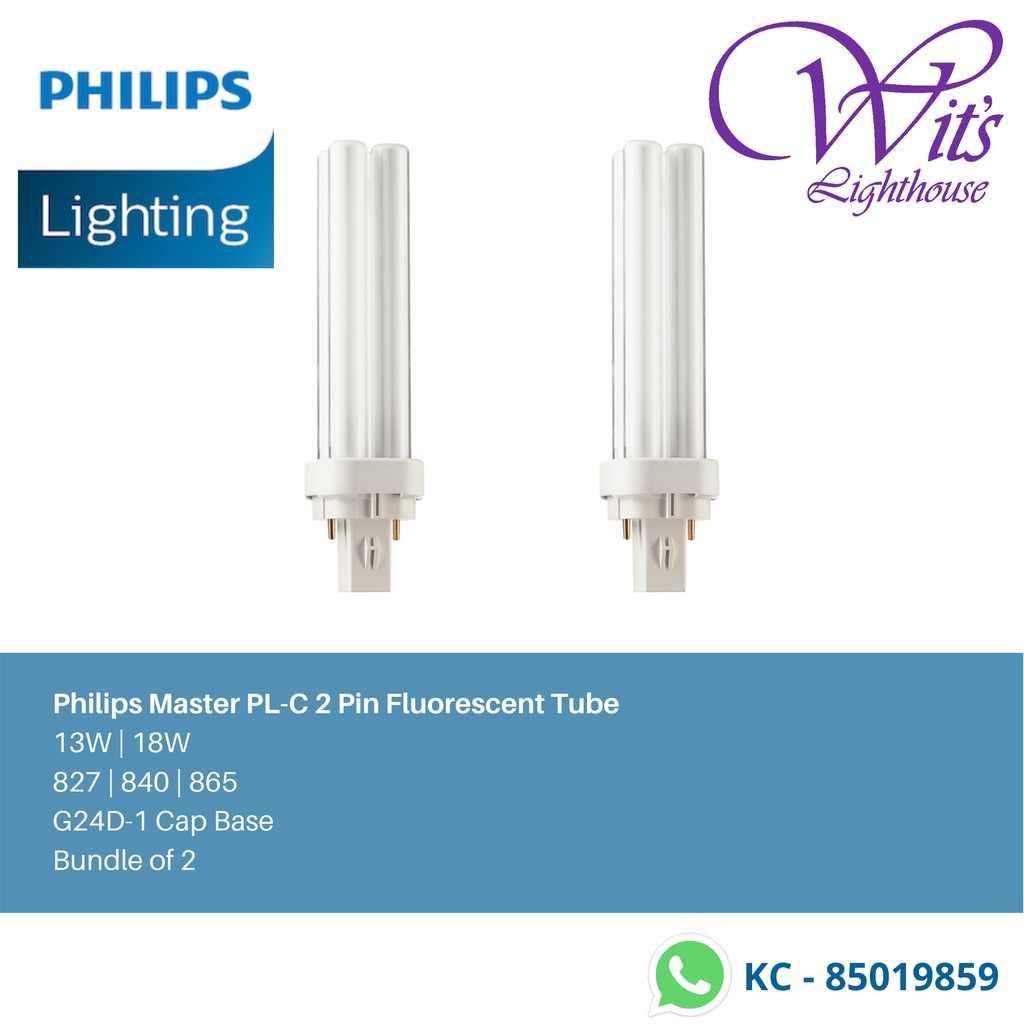 Philips Light Tube PLC 2 Pin 13W 18W หลอดฟลูออเรสเซนต์ Master PL-C 2P G24 G24d G24d-1 827 840 ...