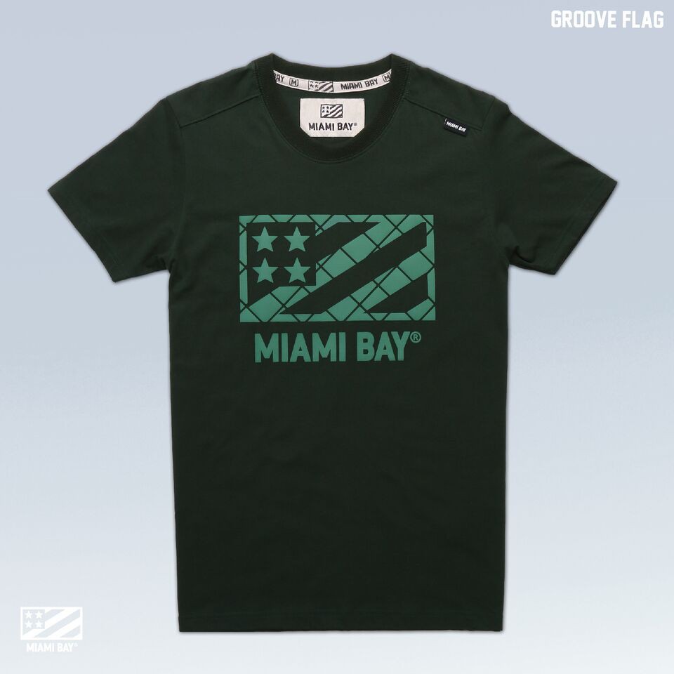 Miami bay เสื้อคอกลม ชาย รุ่น Groove flag สีเขียวแก่ | Shopee Thailand