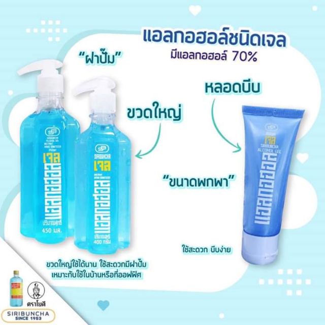 เจลแอลกอฮอล์ล้างมือ ศิริบัญชา ขนาด 450 ml.เลขที่ใบรับแจ้ง อย 101610024662 | Shopee Thailand