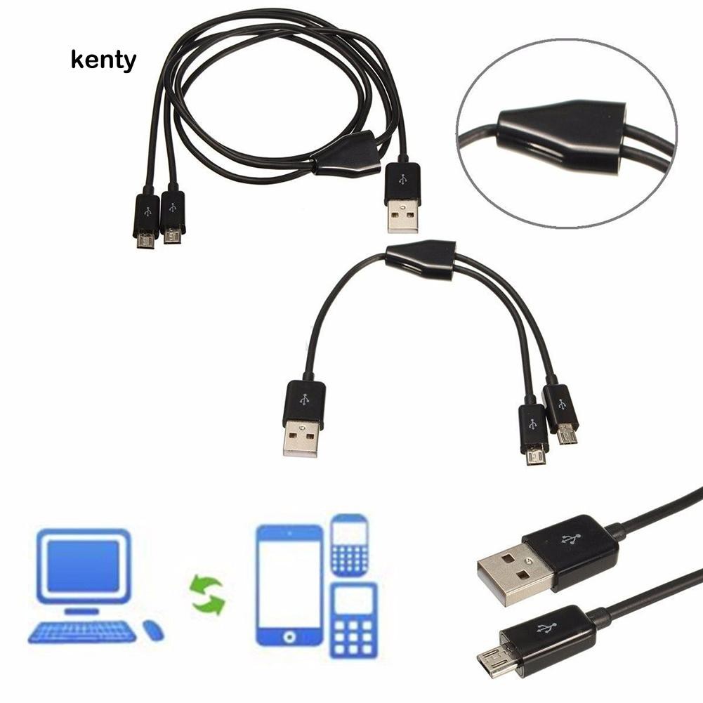 KT★USB 2.0 Male to Micro USB 2.0 Male 1 to 2 Y Splitter Charger Data Cable Cord | Shopee Thailand