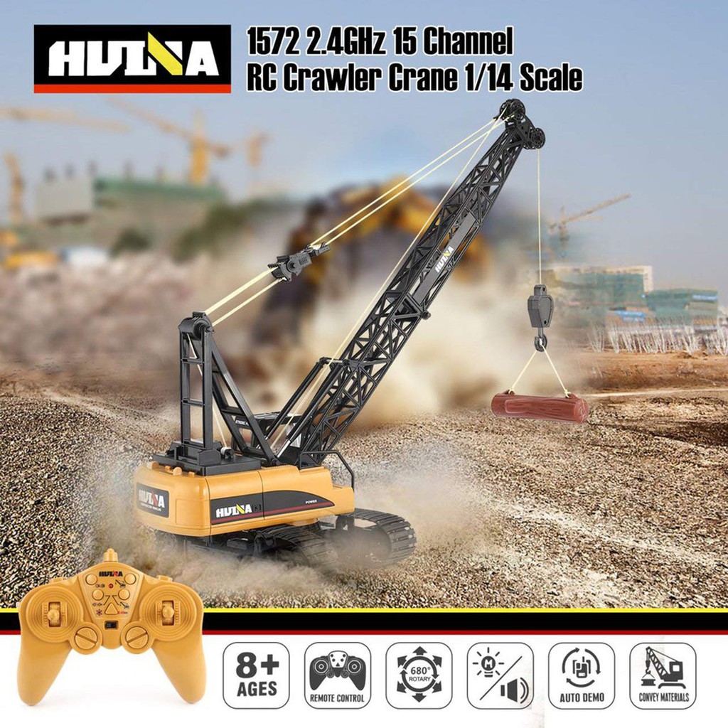 รถบังคับ เครื่องจักรกล งานก่อสร้าง HUINA 1572 RC Crane Scale 1:14 รถ ...