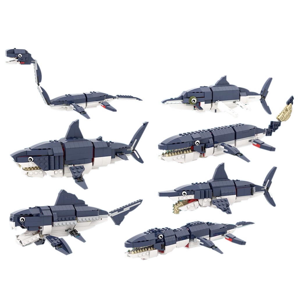 BuildMOC Deep Sea Series Megalodon Great White Shark Marine Life ใช้งาน ...