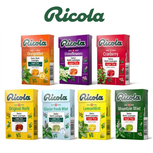 Ricola Swiss Herb Lozenges Sugar Free 40 g. ริโคลา ลูกอมสมุนไพร ปราศจากน้ำตาล 40 กรัม 5 รสชาติ ...