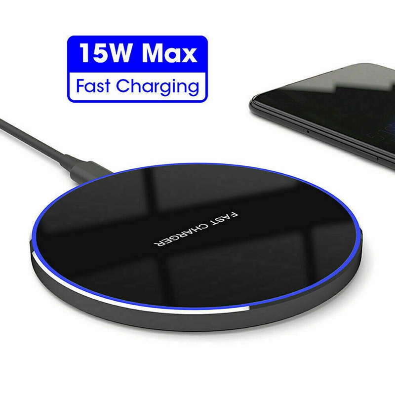 Qi แผ่นชาร์จไร้สาย 15W สําหรับ iPhone 12 11 Pro XR Max Samsung S10 ...