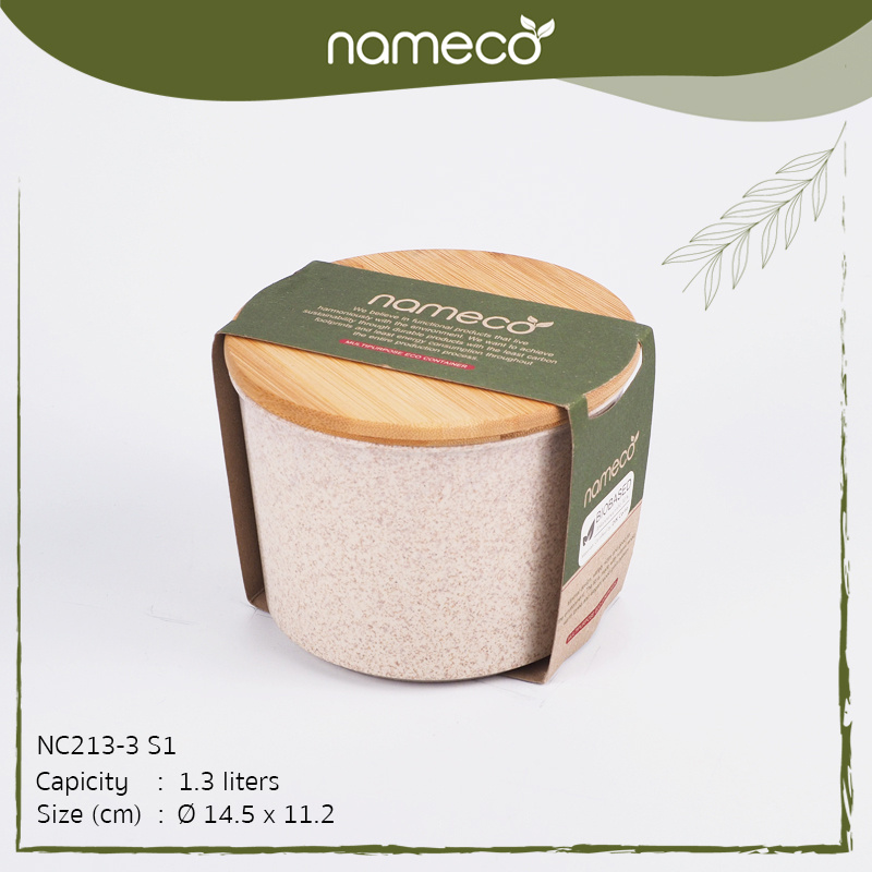 Nameco รุ่น NC213-3 S1 Eco Friendly กระปุกผสมฟางธรรมชาติ+ฝาไม้ รักษ์โลก ...
