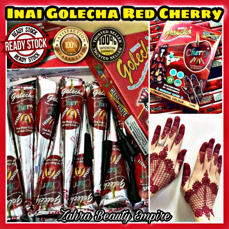 Merah Inai GOLECHA RED CHERRY 1 CONE HENNA CONCENT RED NAILS HALAL ...