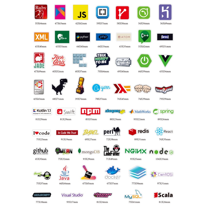 สติ๊กเกอร์ โปรแกรมเมอร์ 108 PCS Programming Sticker Developer Programs ...