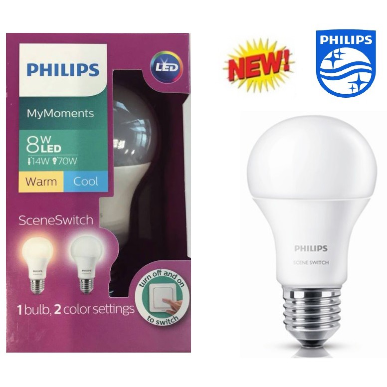 Philips หลอด LED Scene Switch 8 วัตต์ ขั้ว E27 แสงเดย์ไลท์ +วอร์มไวท์ ...
