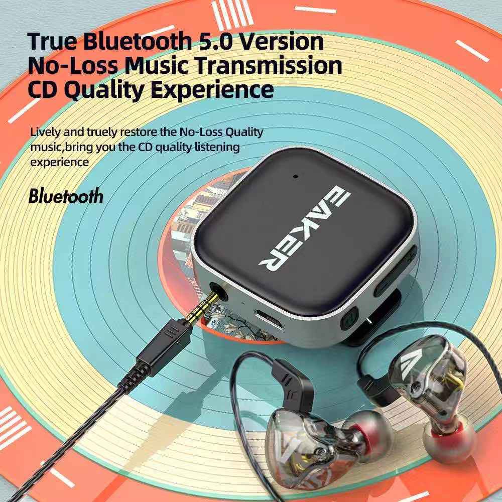 EAKER Bluetooth Receiver 5.0 / Earphone ช่องเสียบ 3.5mm อุปกรณ์รับสัญญาณบลูทูธพร้อมหูฟัง HD ...