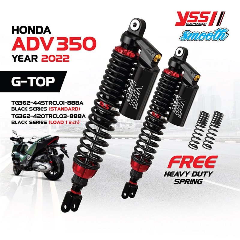 โช้คอัพ YSS G-TOP Smooth สำหรับ HONDA ADV 350 ปี 2022 ขึ้นไป มีให้เลือกทั้งรุ่นความสูงเดิมและ ...
