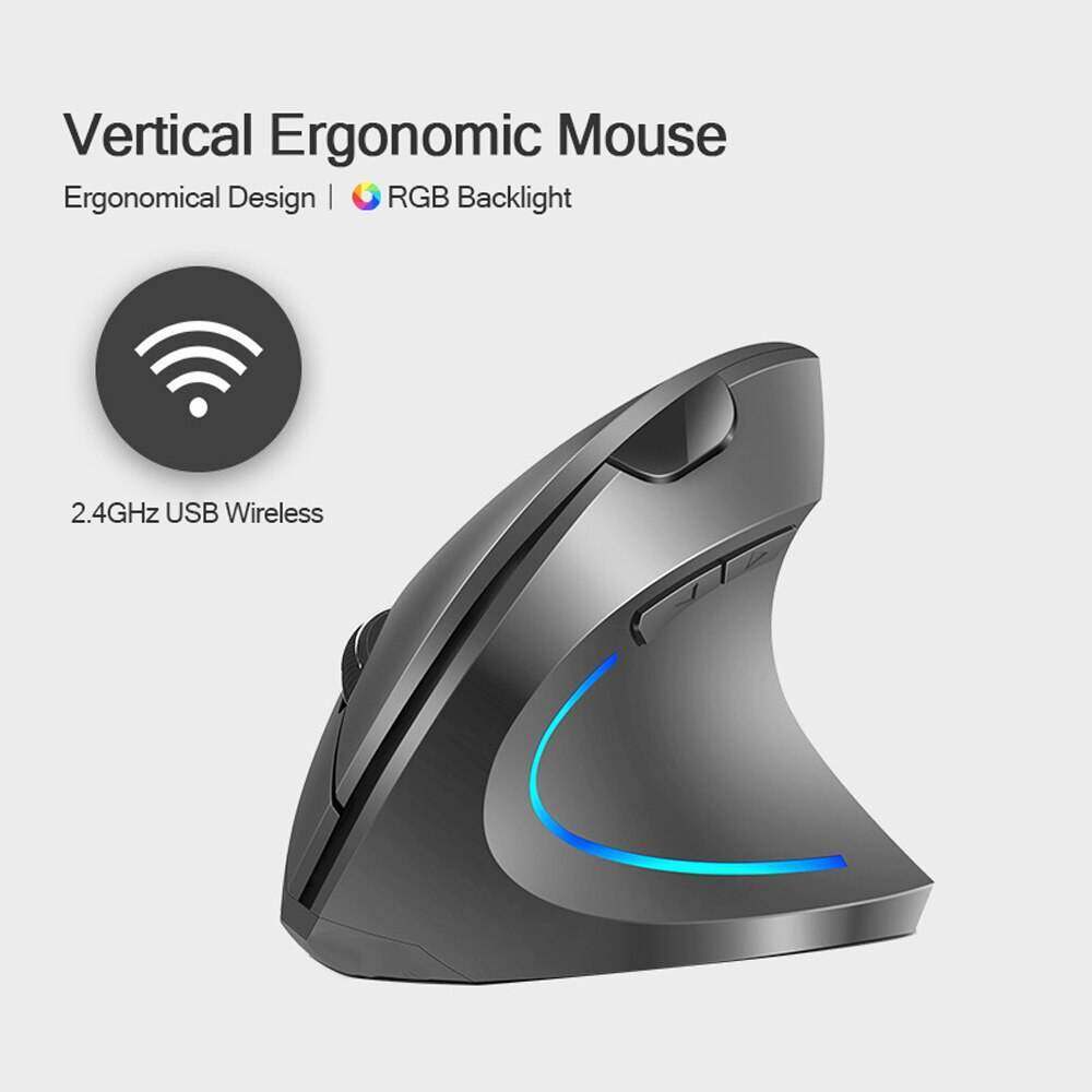 เมาส์แนวตั้งไร้สาย RGB Backlight Pulse-Healthy Mouse Ergonomic Matte 6D ...