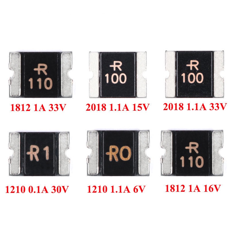ฟิวส์รีเซ็ตได้ 1210 1812 2018 SMD PTC 0.1A 1A 1.1A 33V 16V 15V 6V ...