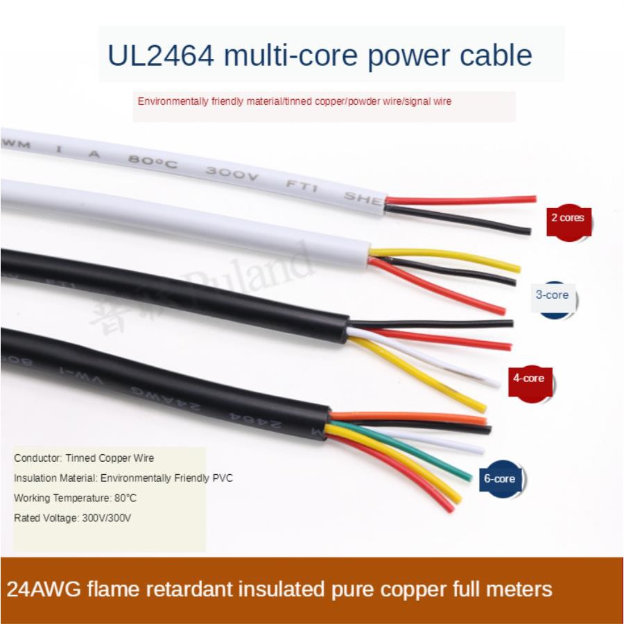 Ul2464 24AWG สายไฟ 2/3/4/5/6/7/8/9/10 Core สัญญาณควบคุมสายเครื่องขยาย ...