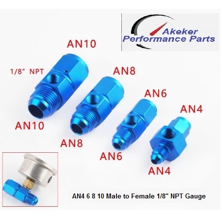 AK92 AN AN4 6 8 10 Male to Female 1/8" NPT Gauge / Sensor Side Port Adapter Oil Fuel Fitting ...