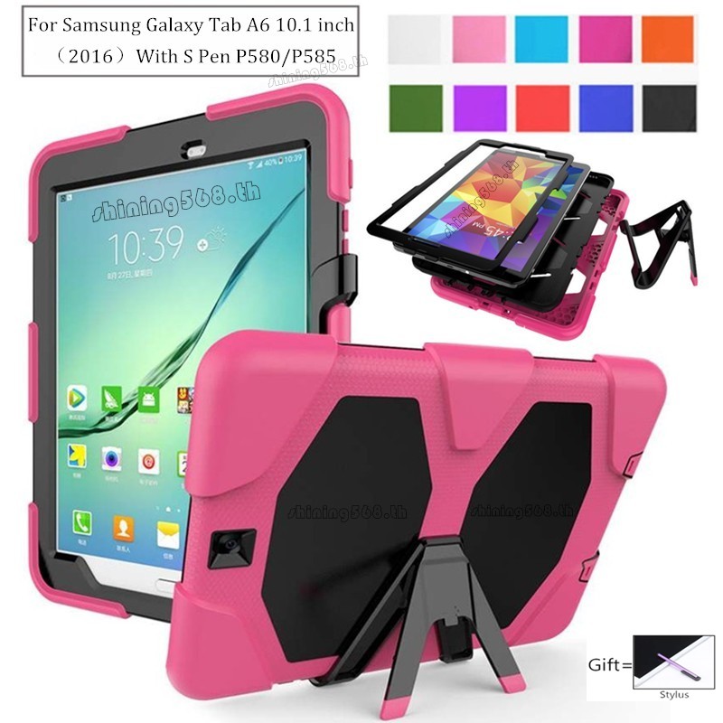 Samsung Galaxy Tab A6 10.1 With S Pen SM-P580 P585Y Stand Shockproof Heavy Duty Armor Case Built ...