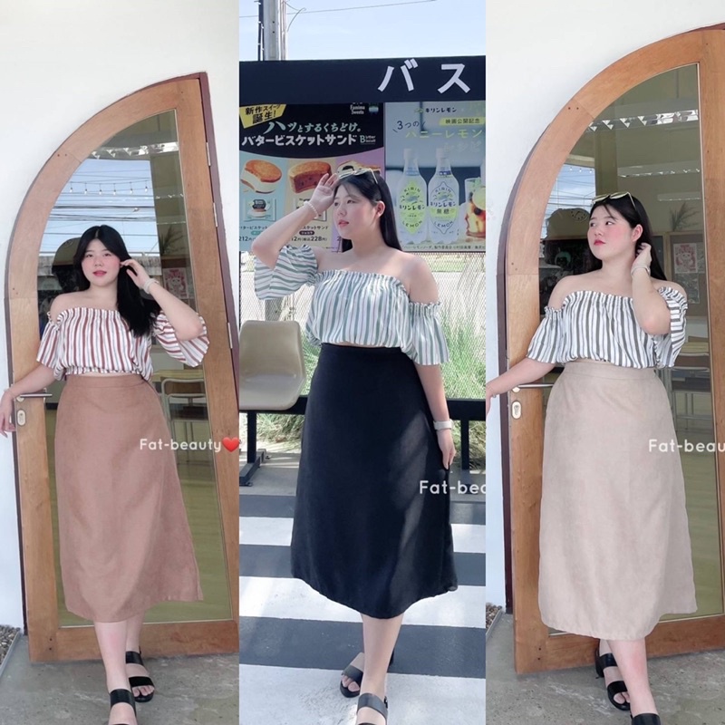 F0030 กระโปรงผ้าลูกฟูก ใส่แล้วดูผอมเพรียวสวยๆเลยจ้า plussize สาวอวบ | Shopee Thailand