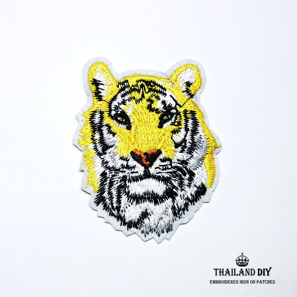 ตัวรีดติดเสื้อ เสือ หัวเสือ ลายสัตว์ เท่ๆ Tiger Head Patch wop งานปัก ตัวรีด อาร์ม ติดเสื้อผ้า ...