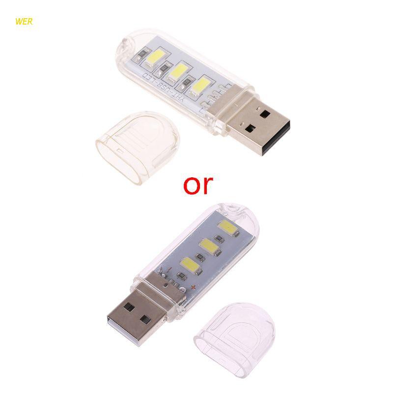 พวงกุญแจ Usb Power 3 Led Night Light โคมไฟดิสก์รูปตัว U แสงสีขาว ...