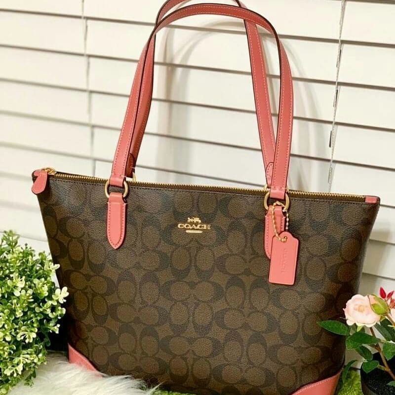 COACH zip top tote in signature canvas | Shopee Thailand