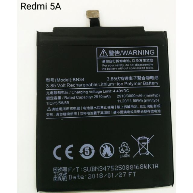 แบตเตอรี่ Xiaomi Redmi 5A (BN34) รับประกัน 3 เดือน | Shopee Thailand