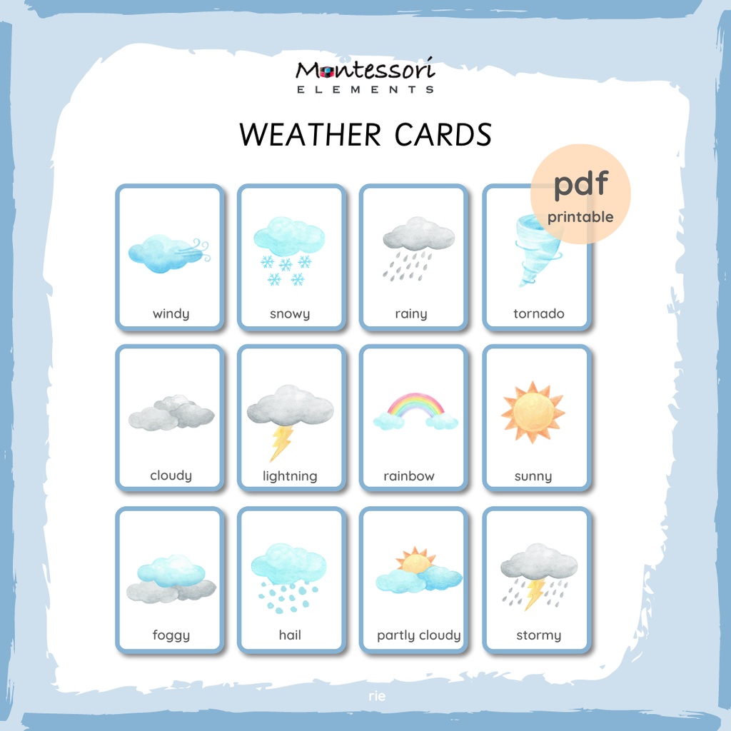 Montessori - WEATHER cards, 3 part cards, Montessori Geography ...