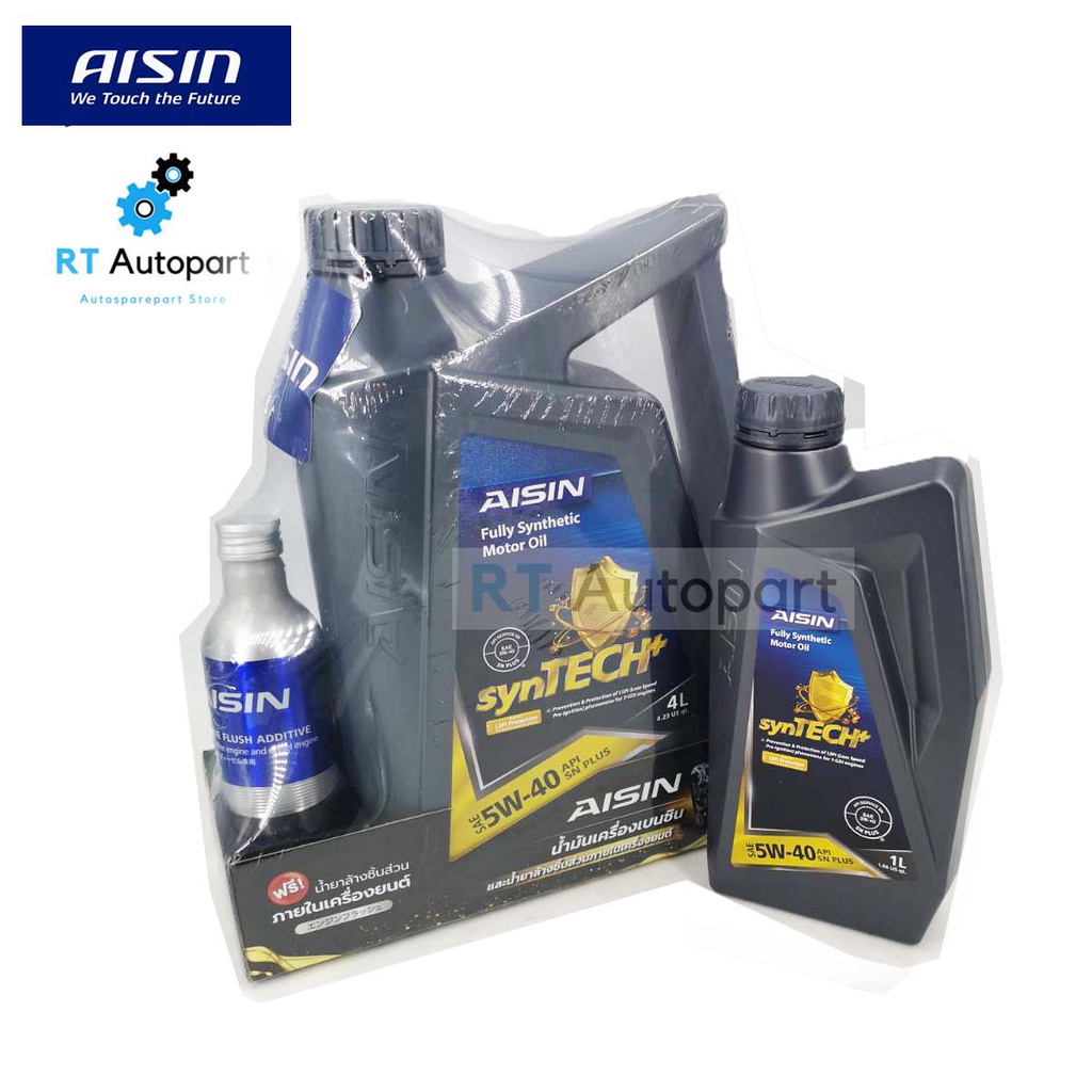 AISIN น้ำมันเครื่องสังเคราะห์แท้ 100% ไอซิน Aisin เกรด SAE 5w-40 / SAE 5w-30 เบนซิน Fully ...