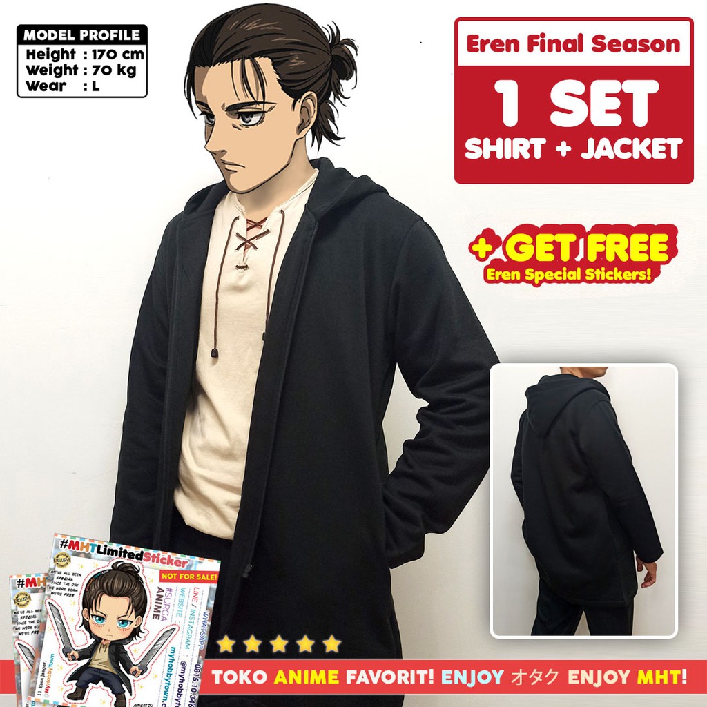 AOT Attack On Titan Eren Yeager Final Season Yaegerist Hoodie Jacket ...