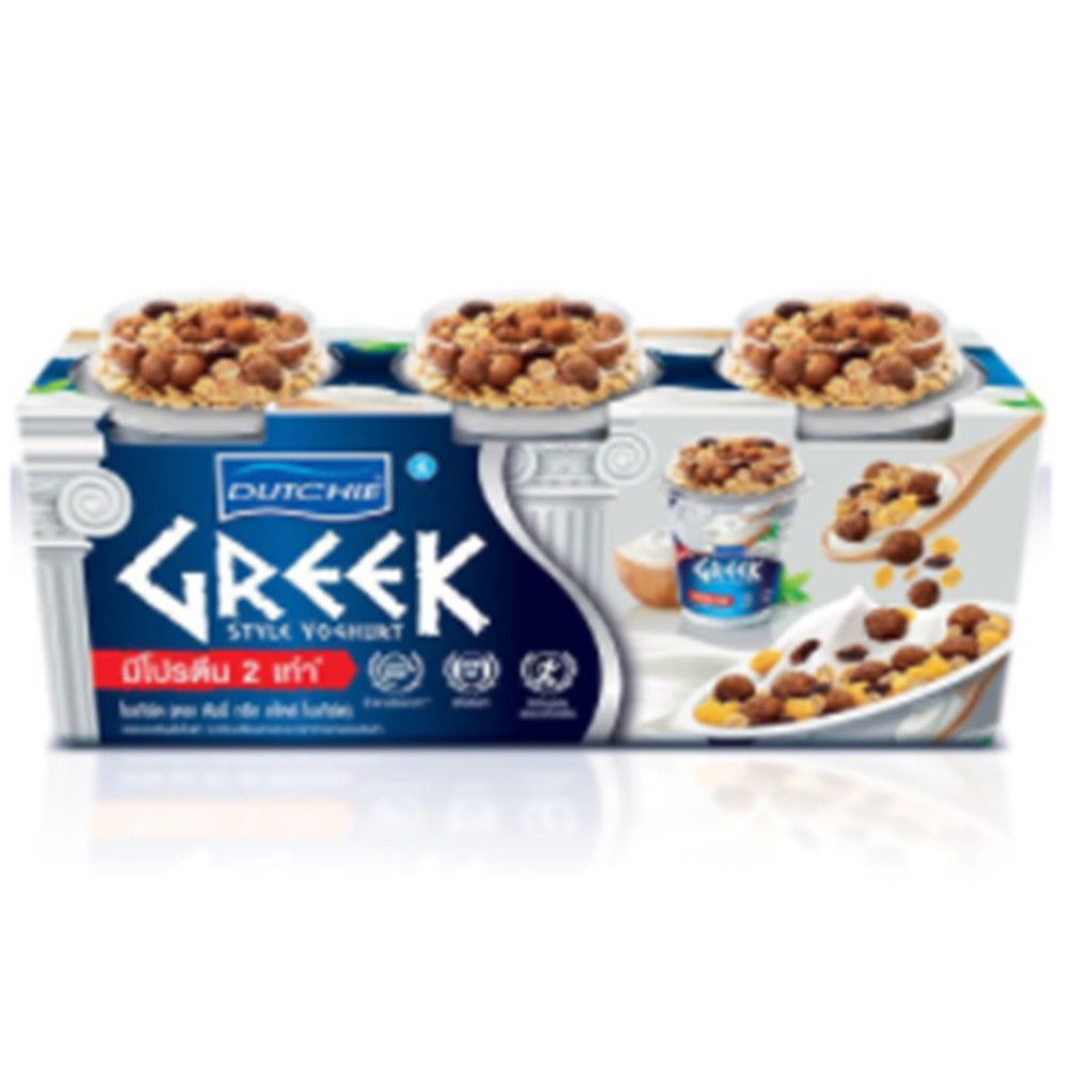 Dutchie Greek Style Yoghurt Natural Flavor 120g.Pack 3 ดัชชี่กรีกสไตล์ ...