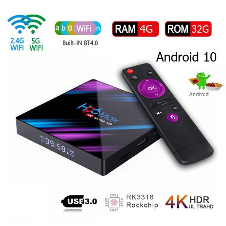 H96 MAX กล่องแอนดรอย box Smart TV Box RK3318 Android 10 Android Box 4GB ...