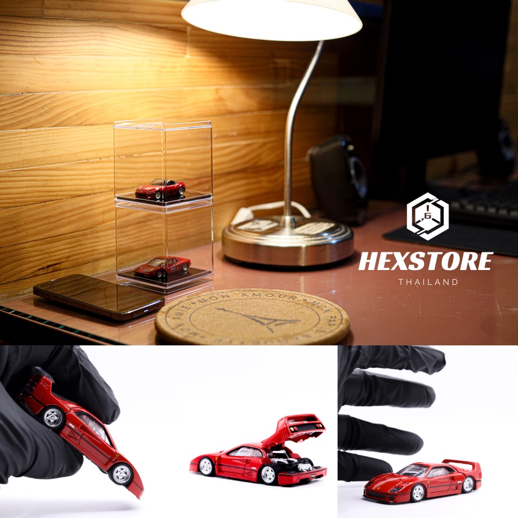 HEX CUSTOM CAR รถเหล็กขนาด 1/64 scale รุ่น FERRARI F40 ล้อ HEX CUSTOM ...