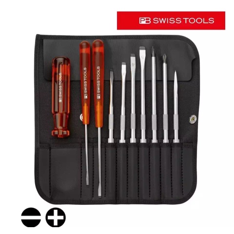 PB Swiss Tools PB215L-25 ไขควงชุดพร้อมซองหนัง 10 ตัวชุด รุ่น 215L เหมาะสำหรับช่างมืออาชีพ Swiss ...