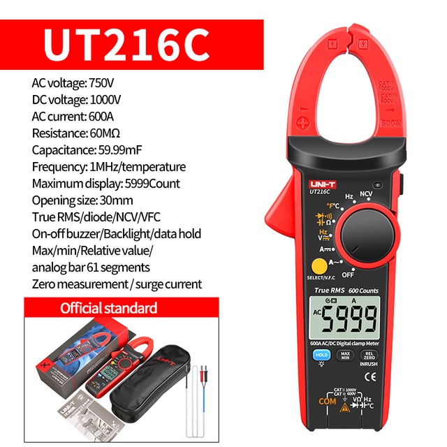 UNI-T UT216A UT216B UT216C UT216D Digital Clamp Meter แคลมป์มิเตอร์ ...