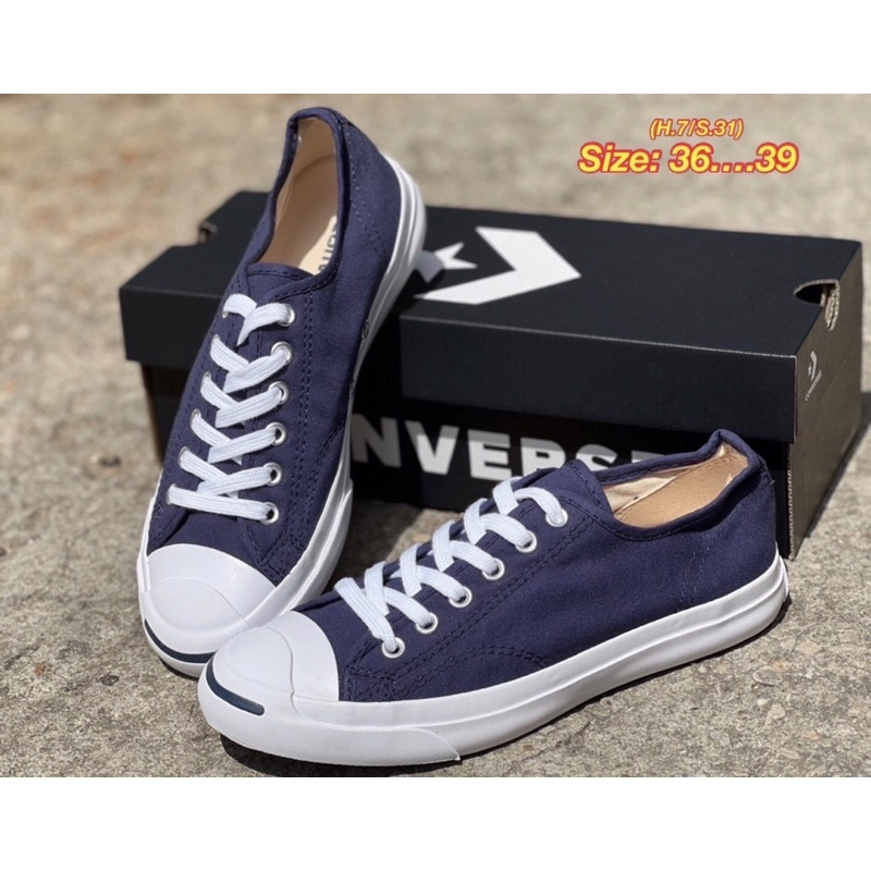🛒🌟Converse jack percell สีน้ำเงิน🌟พร้อมกล่อง( made in indo)🛍 | Shopee ...