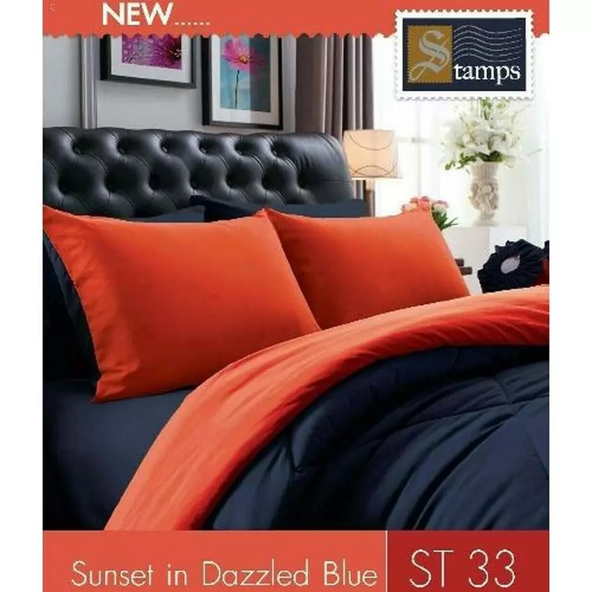 ชุดผ้าปูที่นอนสีทูโทน ไม่รวมผ้านวม ลาย ST33 (สีกรมท่า) | Shopee Thailand