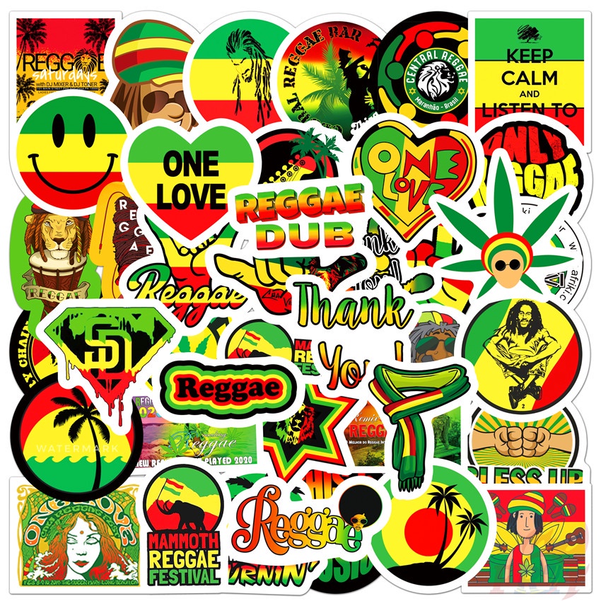 Reggae Bob Marley - One Love Peace Concert Colorful สติ๊กเกอร์ 50Pcs ...
