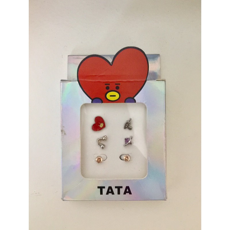 ตุ้มหู ต่างหู Tata BT21 V BTS วี บีทีเอส | Shopee Thailand