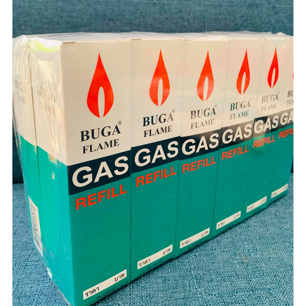 [12 กระป๋อง] แก๊สกระป๋องชนิดเติมไฟแช็ค BUGA GAS Flame REFILLกระป๋องเล็ก ...