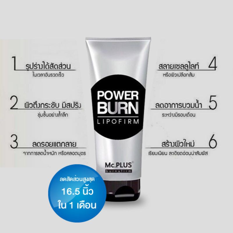 Mc. PLUS POWER BURN LIPO GEL (150g) เบิร์นไขมันกระชับสัดส่วนแค่ทาไม่ ...