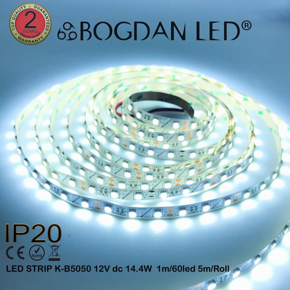 LED STRIP K-B5050-9000K DC-12V CRI≥70 14.4W/1M IP20 ยี่ห้อBOGDAN LED ...