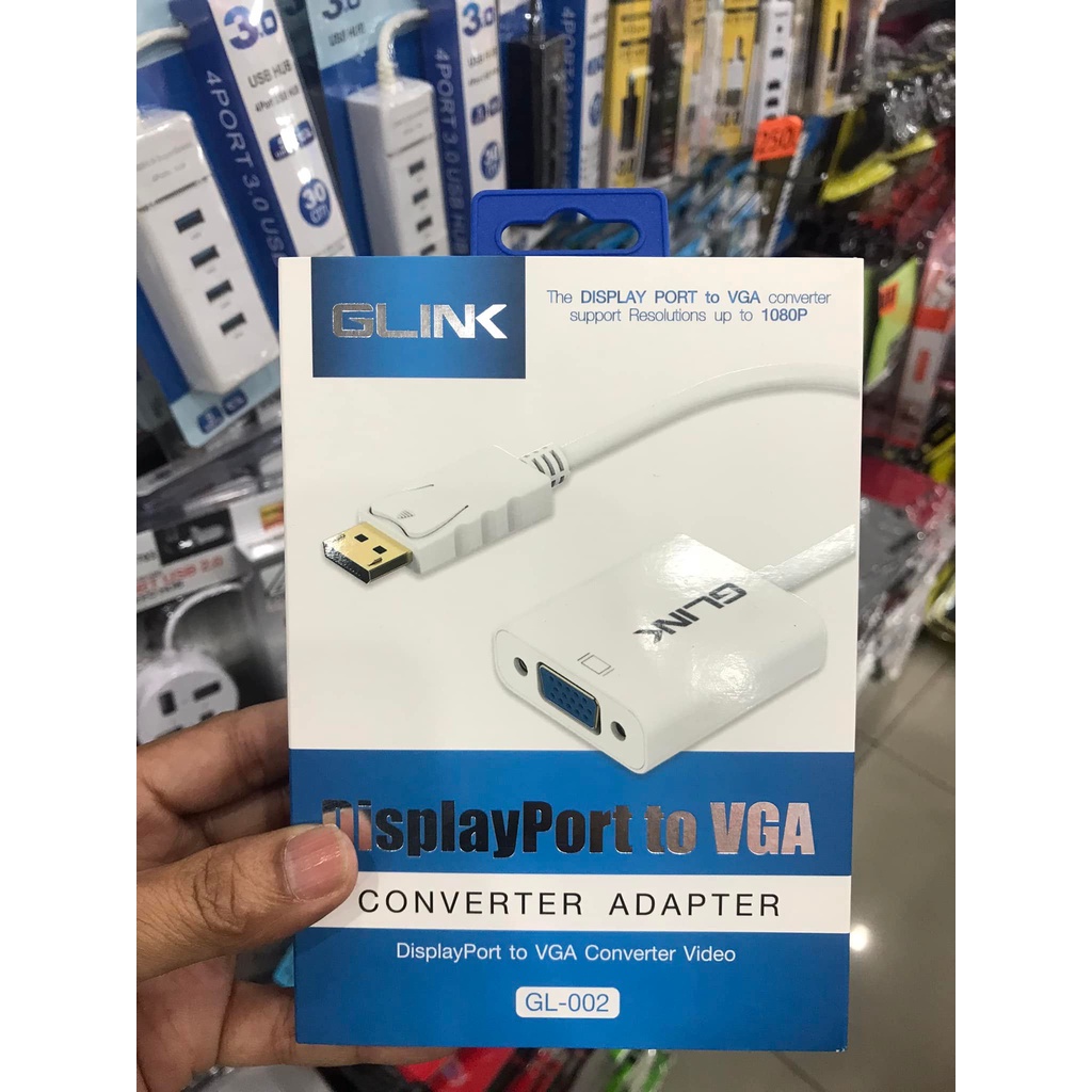ส่งจากไทย GLINK GL-002 ตัวแปลง Display Port TO VGA สายแปลงสัญญาณ Converter DP TO VGA พร้อมส่ง ...
