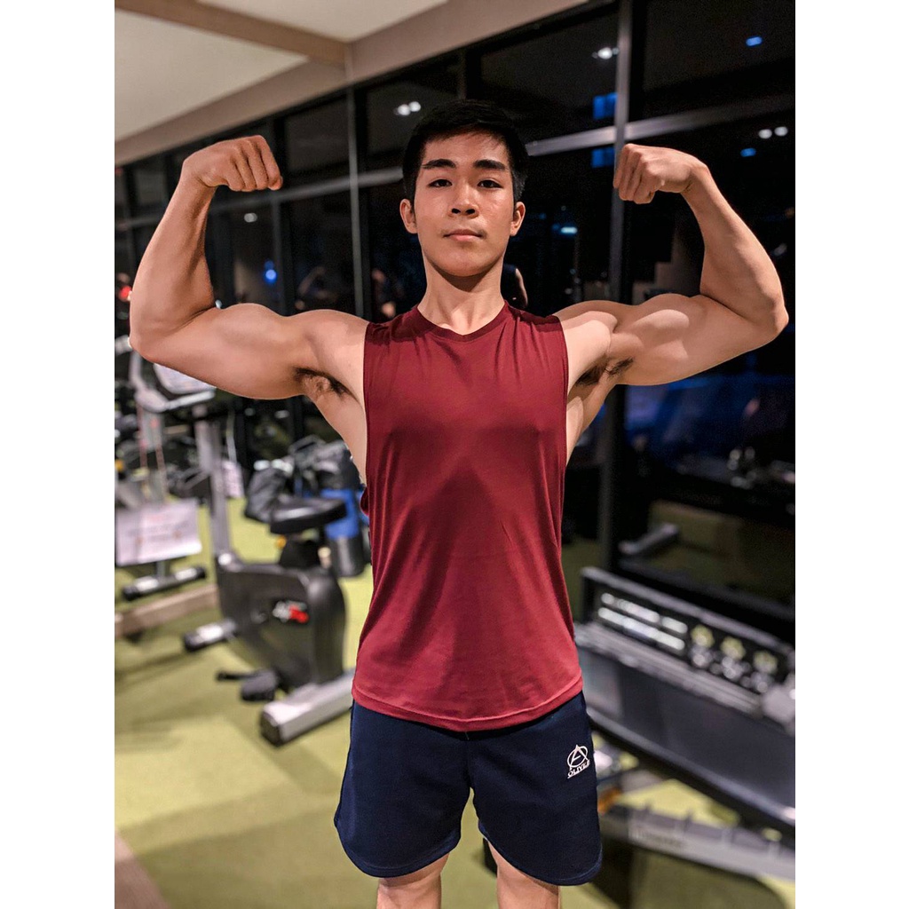 OLIVER MUSCLE เสื้อกล้ามแขนกุด สีแดงเลือดหมู ใส่ออกกำลังกาย Oliver ...