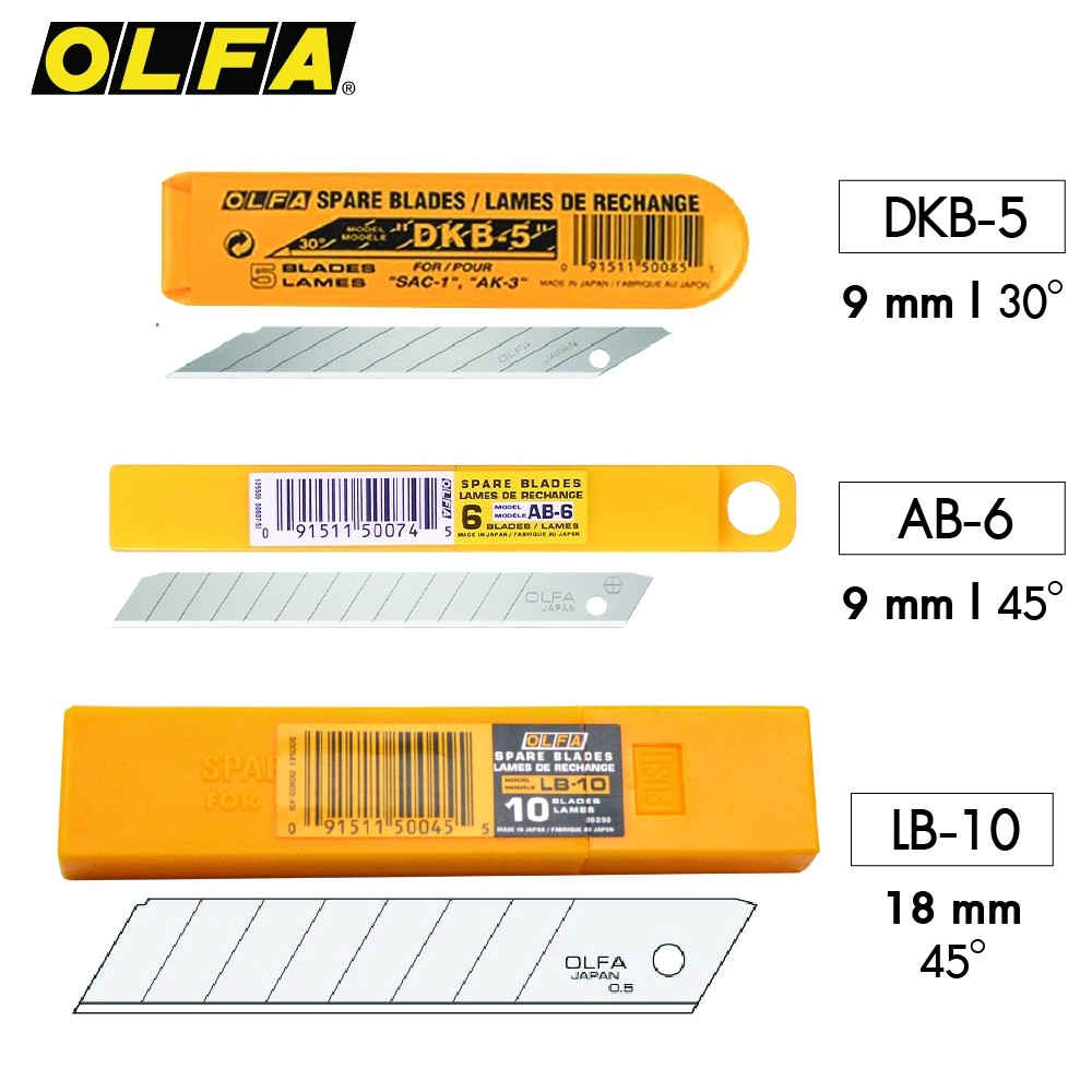 ใบมีดคัตเตอร์ OLFA Japan รุ่น DKB-5, AB-6, LB-10 ใบคัตเตอร์เล็ก ใบคัตเตอร์เฉียง ใบคัตเตอร์ใหญ่ ...