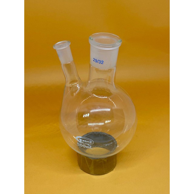 ขวดก้นกลม 2 คอ Round Flask S29/32, S14/23 500ML 2 Neck Round ยี่ห้อ Glassco ประเทศอังกฤษ ...