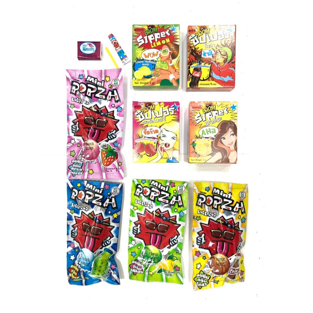 🎉🍬🍫🍪🎉🔥 set POPZA ZIPPER สุดจี๊ด เซตไฟลุก ขนม หมากฝรั่ง ลูกอม ตามภาพ ...