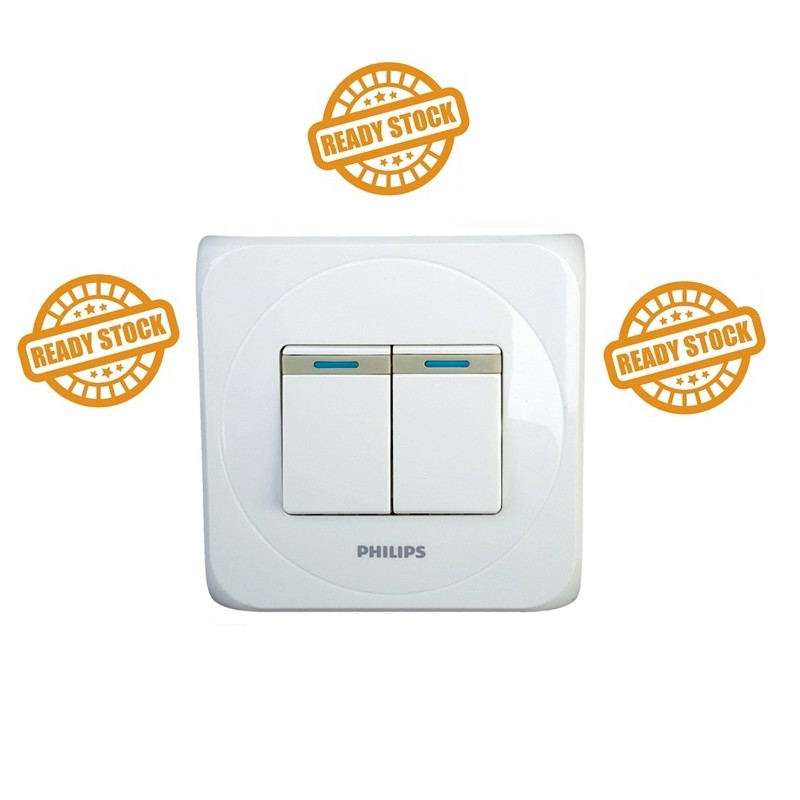 Putih TOMBOL Philips Simply White Double Switch - Series 2 Gang Button ...