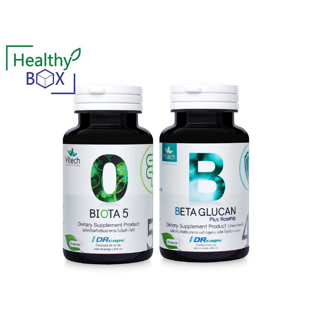 แพ็คคู่สุดคุ้ม Vitech Biota 5 30แคปซูล + BetaGlucan Plus Rosehip 30 ...