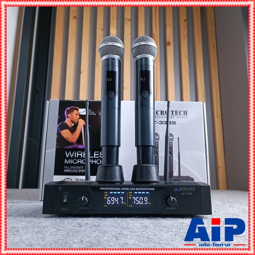 ฟรีค่าส่ง MICROTECH MT-333S ไมค์ลอยมือถือคู่UHF ไมค์โครโฟนแบบไร้สาย เครื่องรับสัญญาณเล็ก ปรับ ...