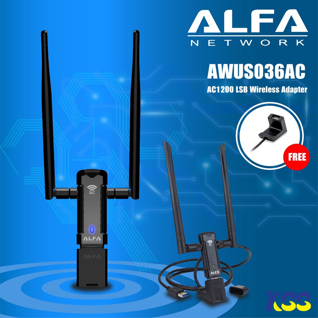 💥ส่งชัวร์ส่งไว🚀ALFA (AWUS036AC) AC1200 Wireless USB Adapter High Gain ...