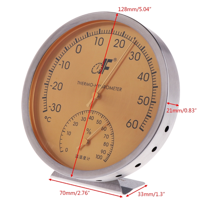 Stainless Steel Analog Dial Hygrometer Temperature Humidity Meter ...