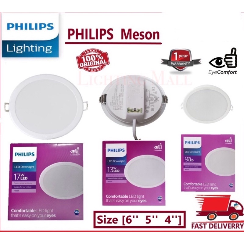 Philips ไฟดาวน์ไลท์ LED LAMPU 6 5 4 นิ้ว 17W 13W 9W Meson (59466 59464 59449) | Shopee Thailand